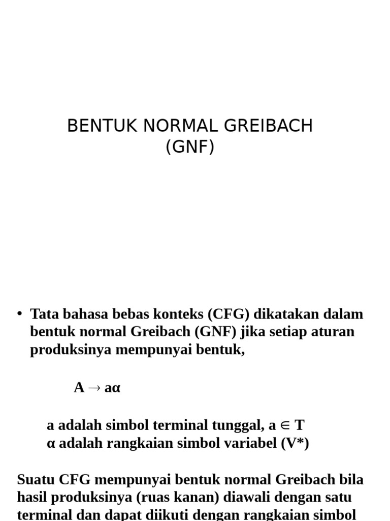 Pembentukan GNF dalam CFG | PDF