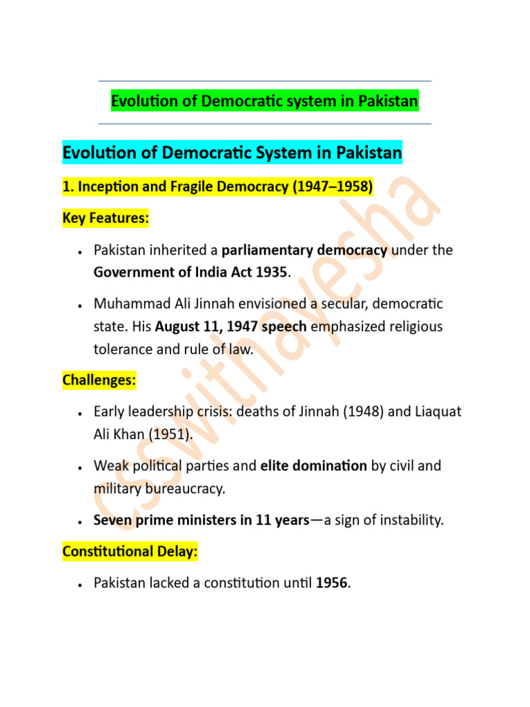 Evolution of Democracy in Pakistan | PDF | Pakistan | Martial Law