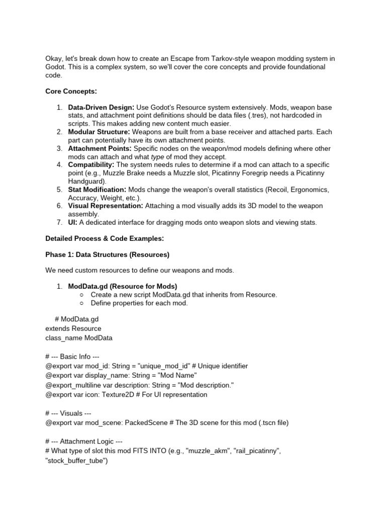 Tarkov Weapon Modding in Godot Guide | PDF | Computing | Software ...