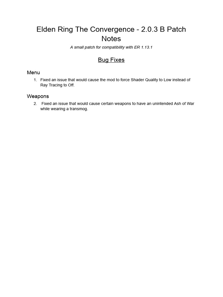 2.0.3 B Patch Notes | PDF