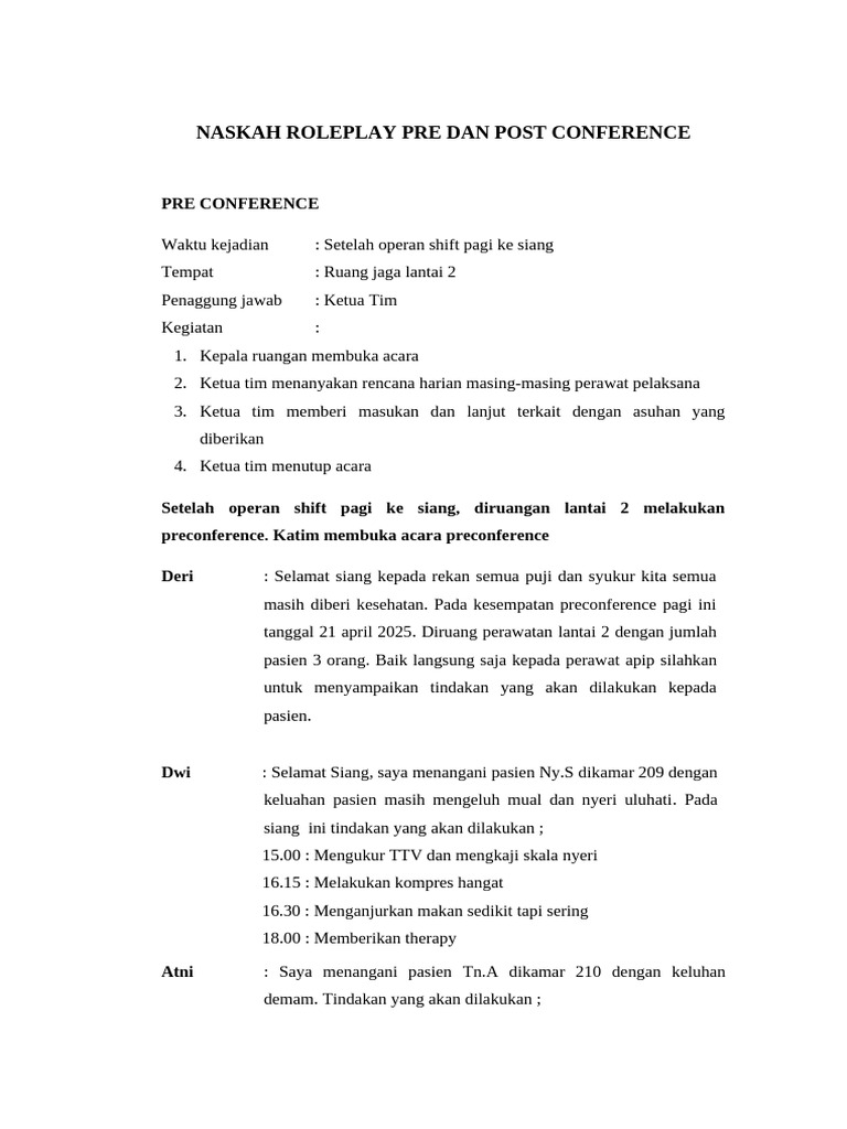 Proses Pre dan Post Conference Perawat | PDF