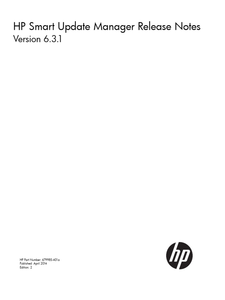 HPE - c04258890 - HP Smart Update Manager 6.3.1 Release Notes (Ed. 2 ...