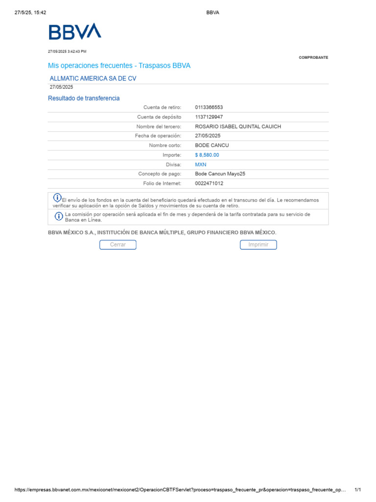Transferencia Bbva Comprobante Mayo 2025 Pdf