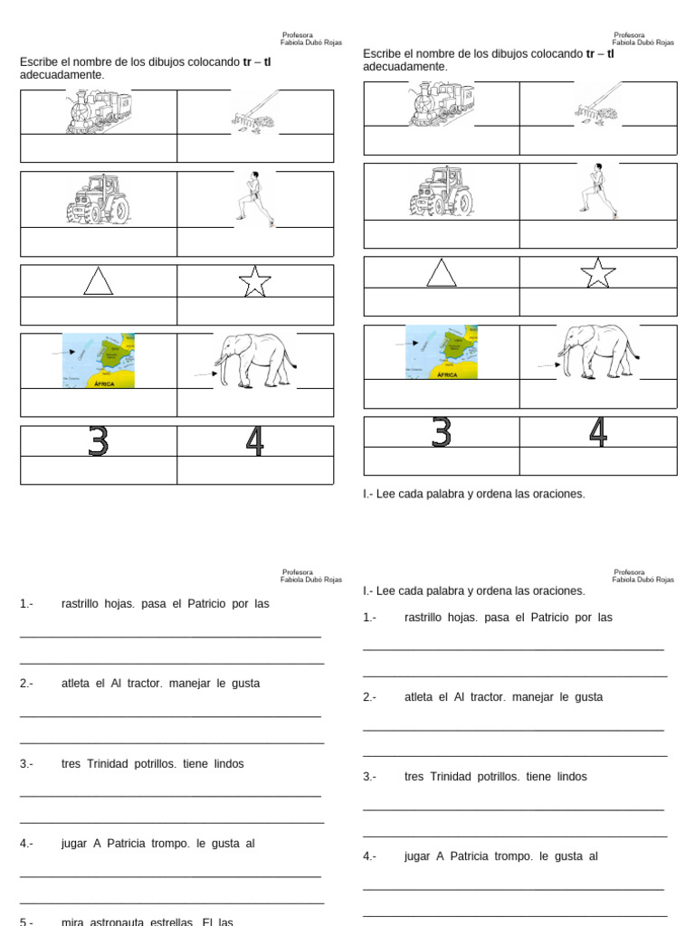 TAREA Lee Oraciones Texto TR-TL | PDF