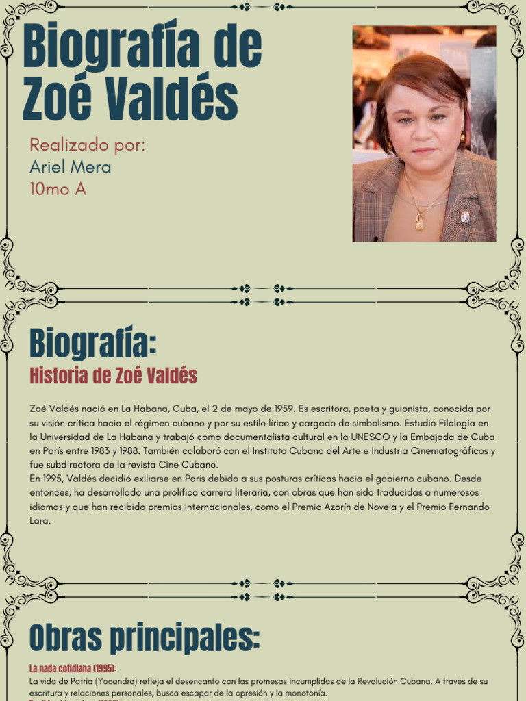 Biografía de Zoé Valdés: Escritora Cubana | PDF | Cuba