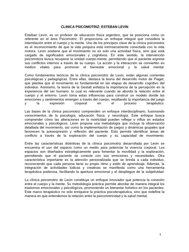 Esteban Levin Clinica Psicomotriz | PDF | Sicología | Las emociones