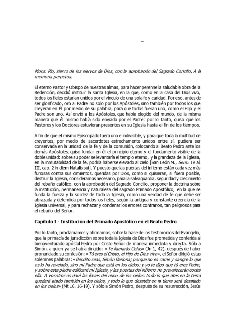 Costitucion Dogmatica Pastor Aeternus | PDF | Iglesia Católica | Cristo ...