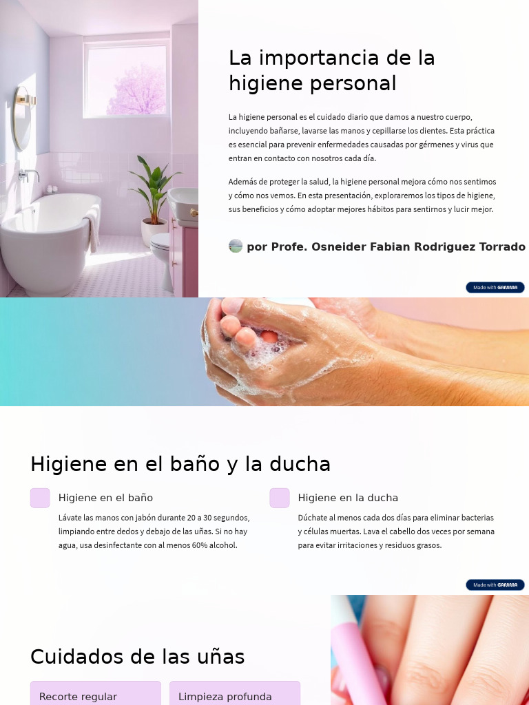 La Importancia de La Higiene Personal | PDF | Higiene | Lavado de manos