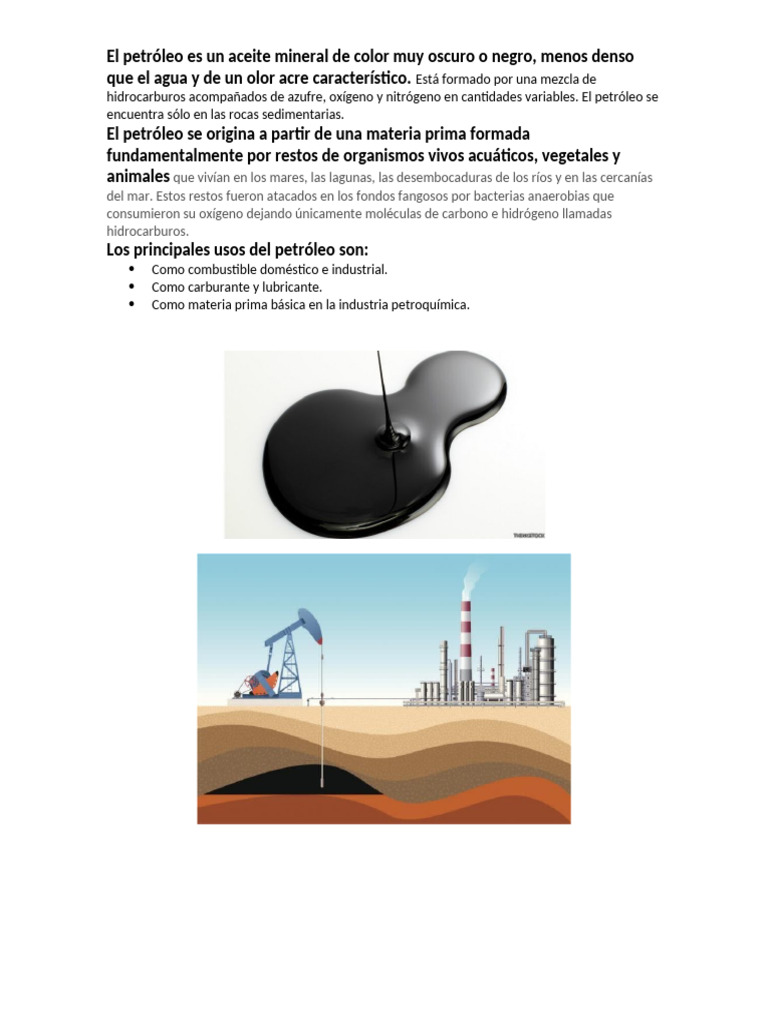 El Petróleo Es Un Aceite Mineral de Color Muy Oscuro o Negro | PDF