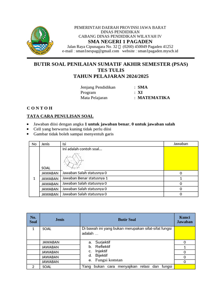 Soal MATEMATIKA XI Ganjil 2024 | PDF