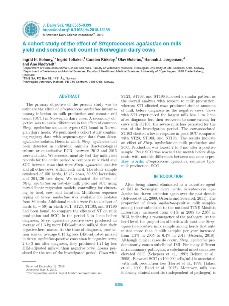 Artigo Complementar Mastite - O Efeito de Streptococcus Agalactiae No Leite e Contagem de ...