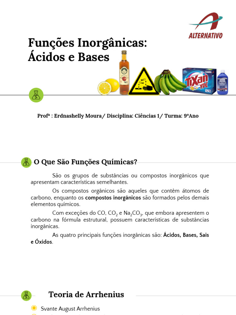 Funções Inorgânicas: Ácidos e Bases | PDF | Ácido | Química Inorgânica