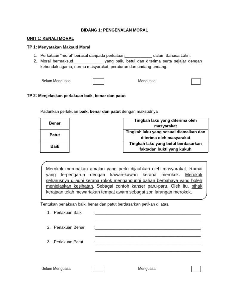 Modul Moral Form 1 KSSM 2018 | PDF