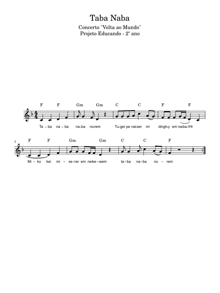 Taba naba música infantil | PDF
