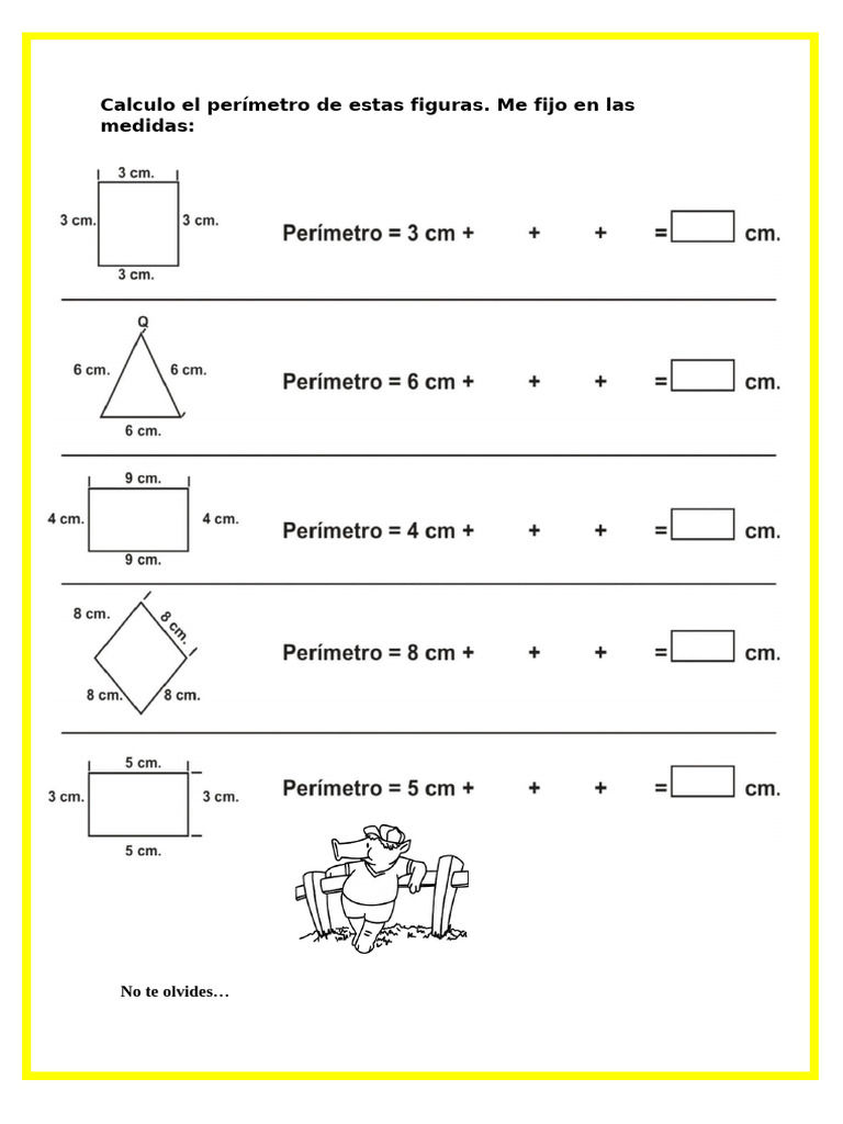 Calculo El Perímetro de Estas Figuras | PDF