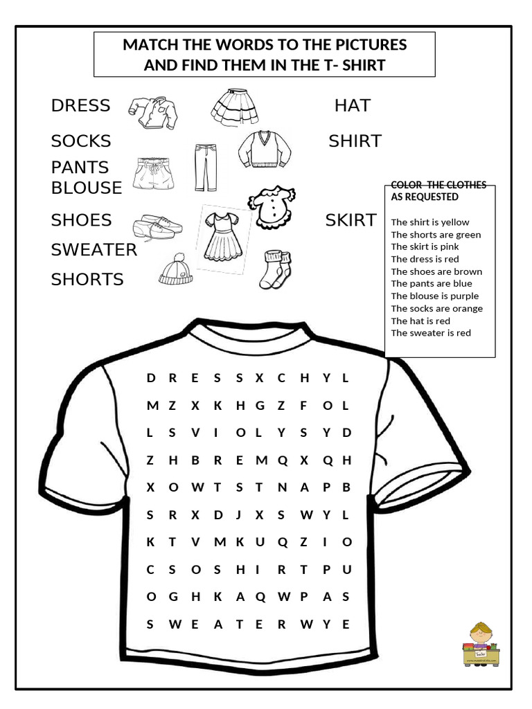 Clothes Matching and Coloring Activity | PDF