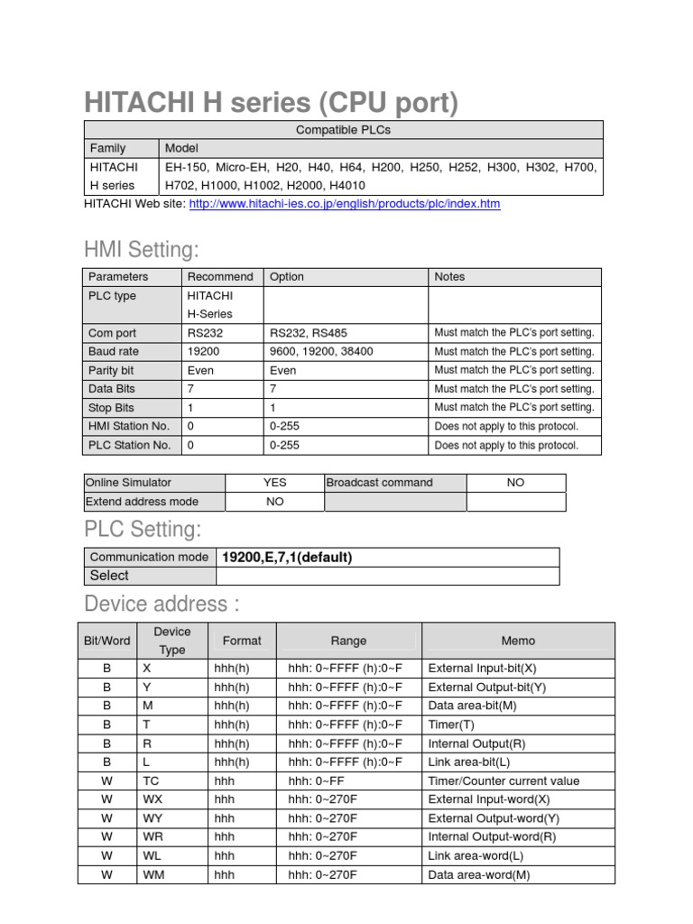 Hitachi H Series | PDF | Physical Layer Protocols | Electronics