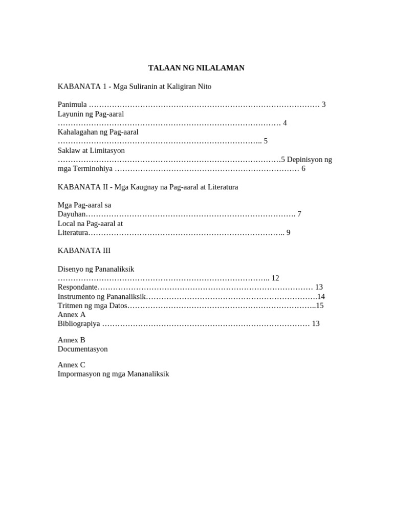 Talaan NG Nilalaman | PDF