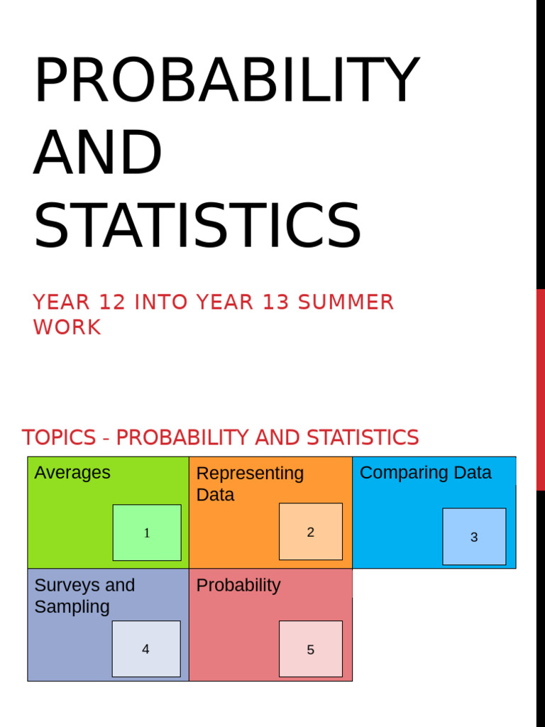 Probability-and-Statistics Summer Work Year 12 Into Year 13 | PDF ...