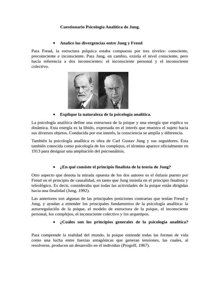Cuestionario Psicología Analítica de Jung | PDF