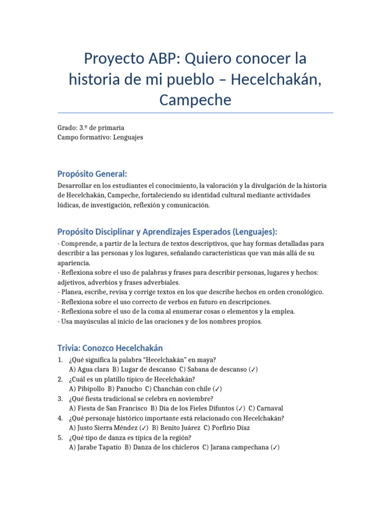 Proyecto ABP Hecelchakan 3ro Lenguajes | PDF