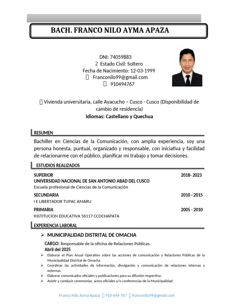 Experiencia en Relaciones Públicas en Cusco | PDF | Microsoft ...