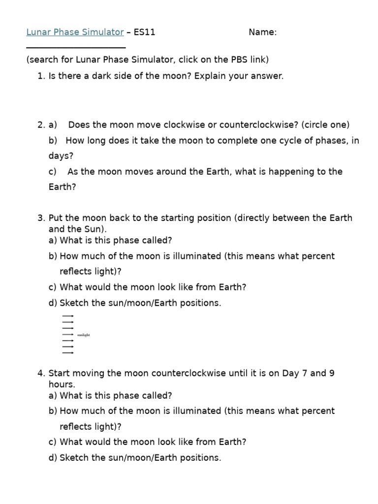 2 Moon Phase Simulation | PDF