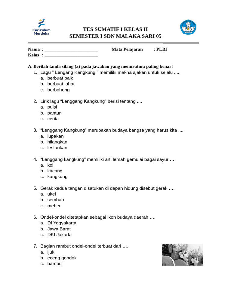 Tes Sumatif I Kelas Ii PLBJ | PDF