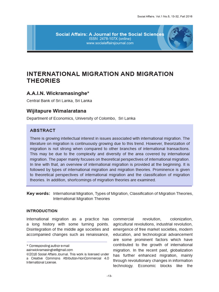 International Migration and Migration TH | PDF | Human Migration ...