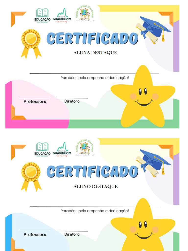 Certificado Aluno Nota 10 Outubro | PDF