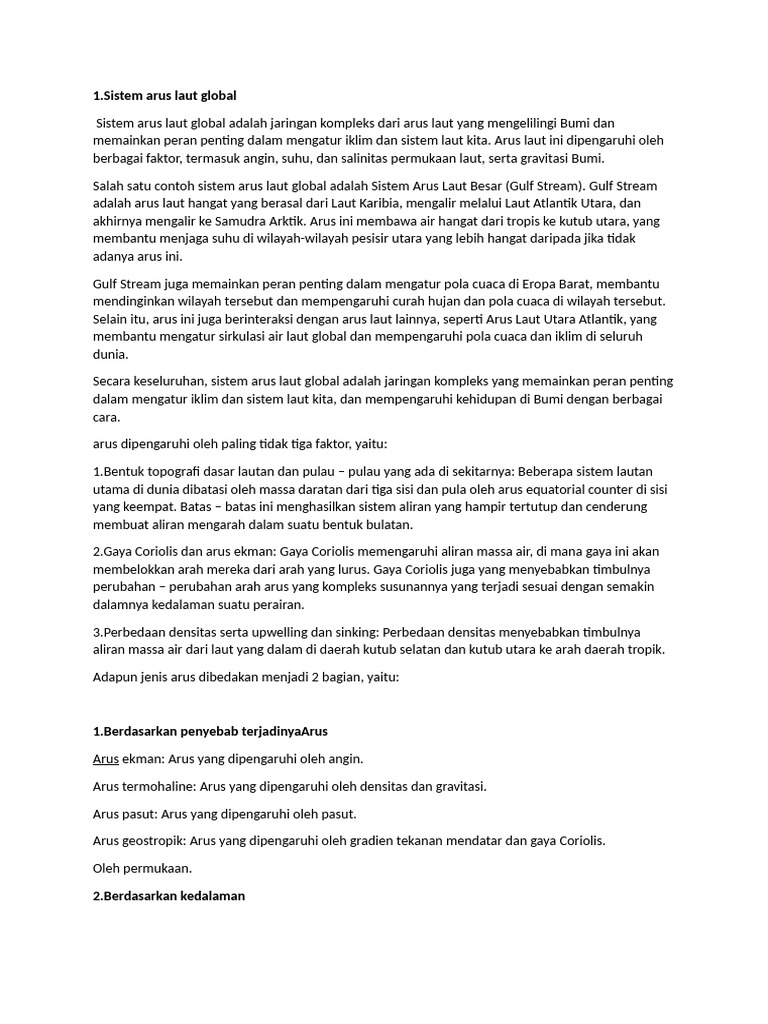 Sistem Arus Laut Global | PDF