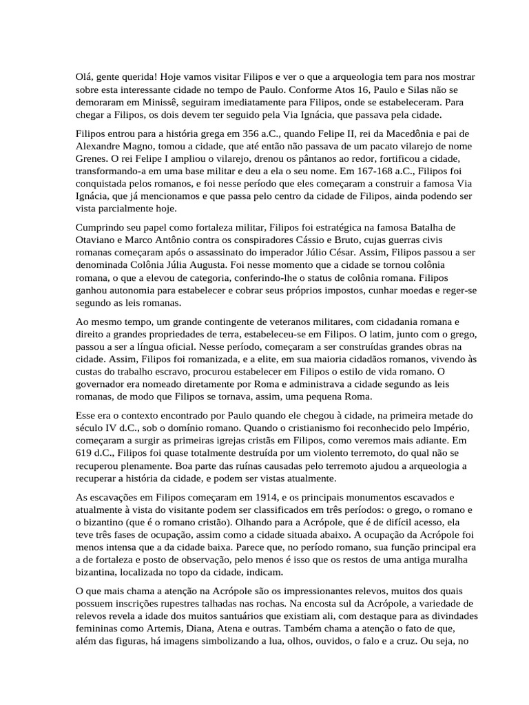 3.2 Transc Vídeo - Caminhos de Paulo, Filipos | PDF | Apóstolo Paulo | Império Romano