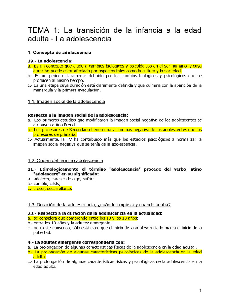 Preguntas Ordenadas x Temas-4 | PDF | Memoria | Pubertad