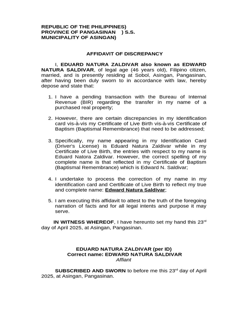 AFFIDAVIT OF Closure of Business - BIR | PDF