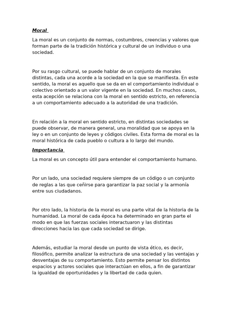 Moral | PDF | Moralidad | Sociedad