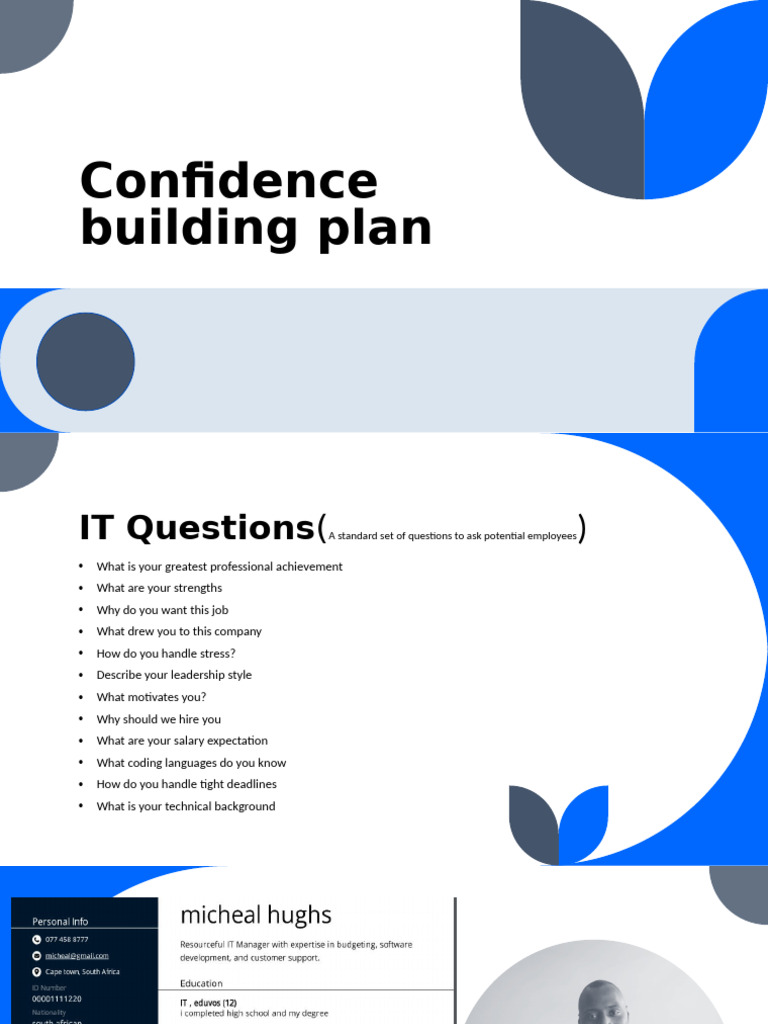 Confidence Building Plan | PDF | Educational Technology | Team Building