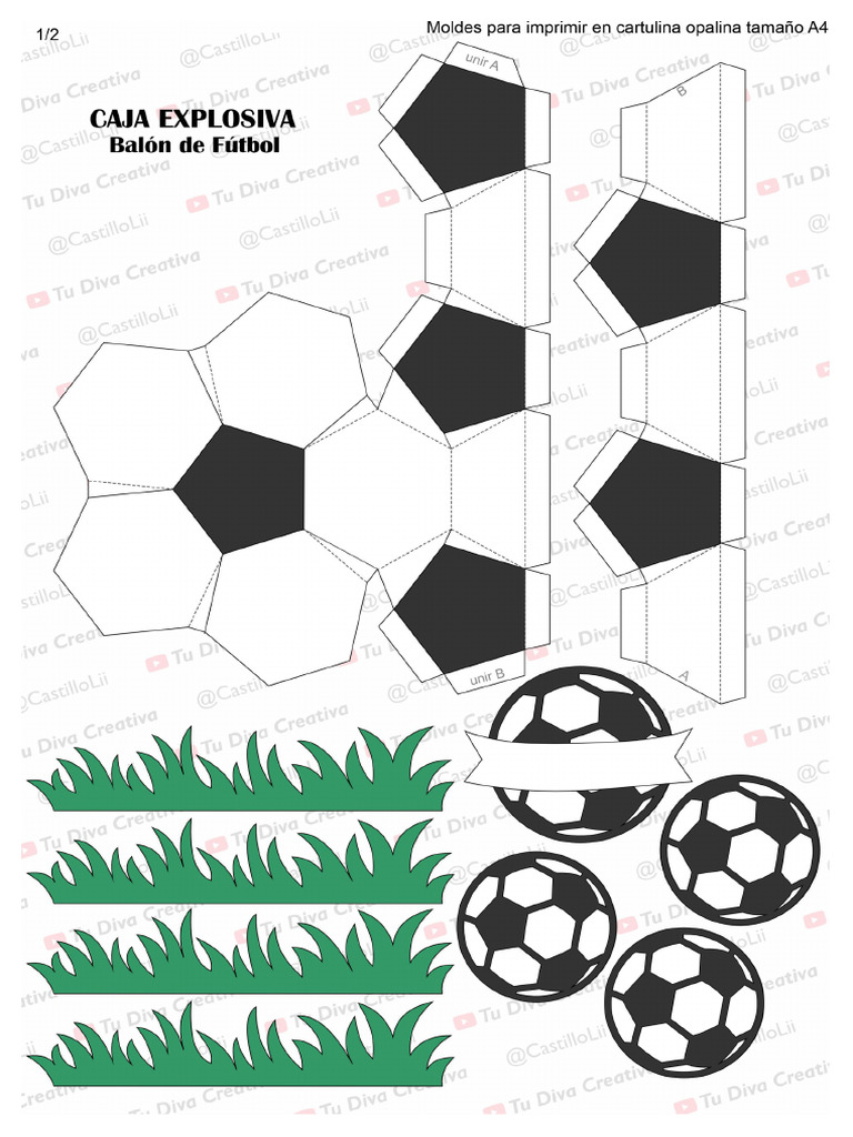 Molde Caja Explosiva Balón De Fútbol Tudivacreativa Pdf