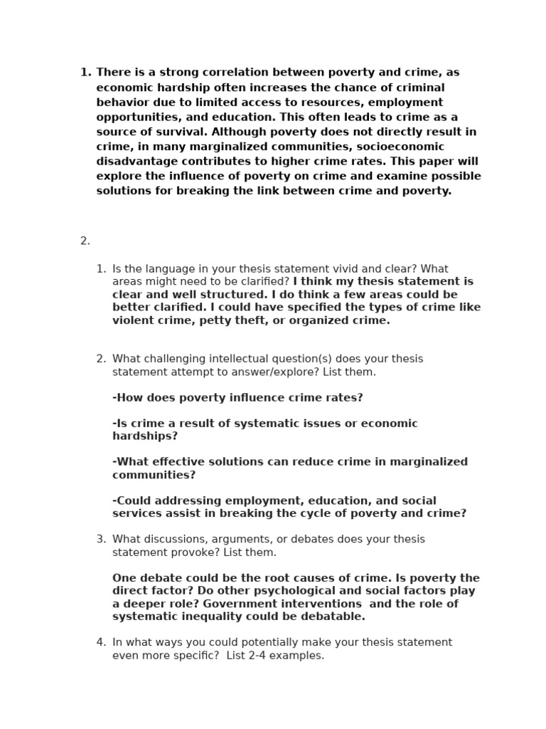 Developing A Thesis Statement | PDF | Crimes | Crime & Violence