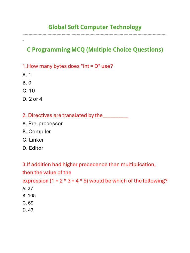 Global Soft Computer Technology | PDF | C (Programming Language) | Parameter (Computer Programming)