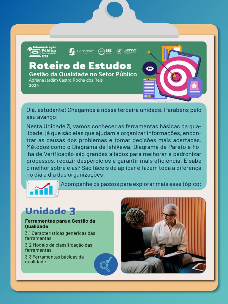 Roteiro de Estudo (Unidade 3) - Gestão Da Qualidade No Setor Público ...