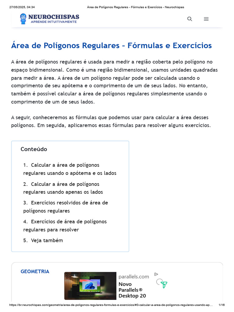 Área de Polígonos Regulares - Fórmulas e Exercícios Iujhg | PDF ...