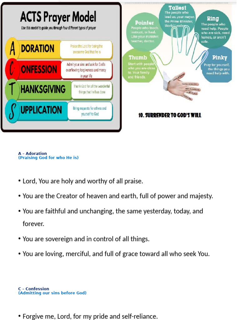 ACTS Prayer Model - May 2025 | PDF | Prayer | Confession (Religion)