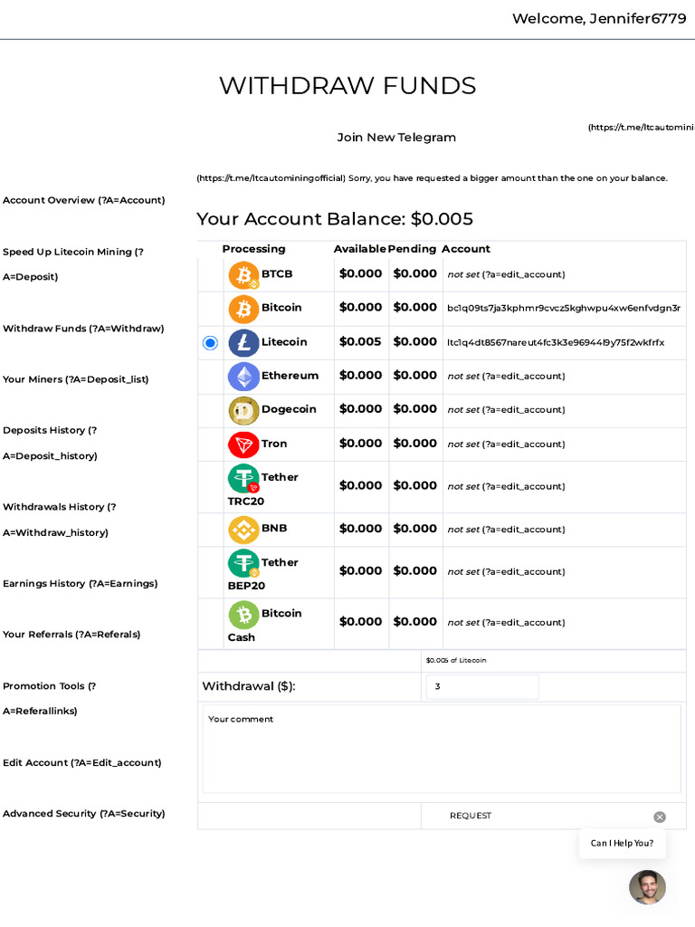Withdraw Funds: Your Account Balance: $0.005 | PDF | Projects ...
