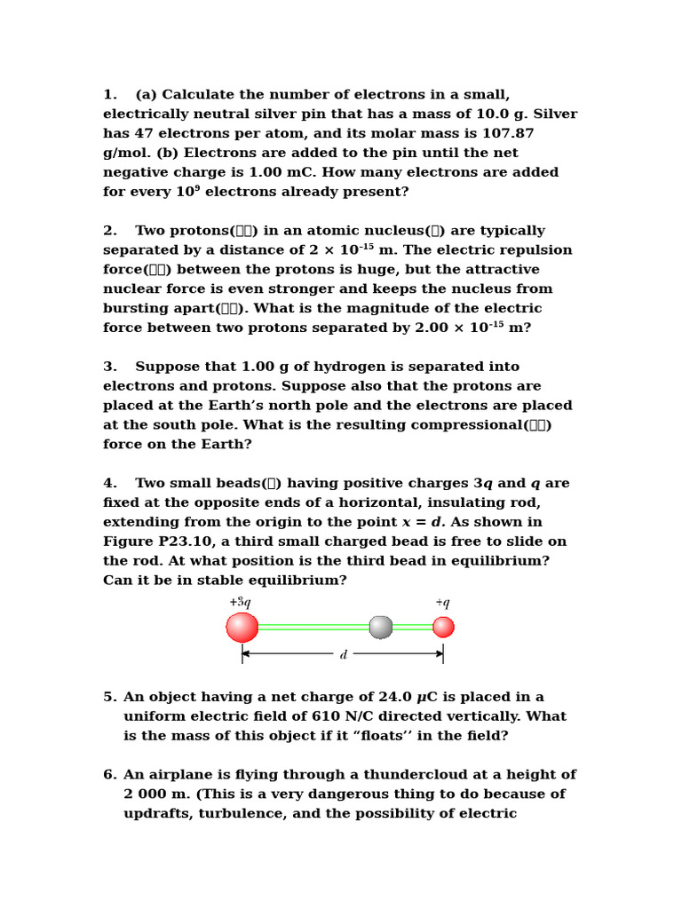 Electric Charge Calculations and Forces | PDF
