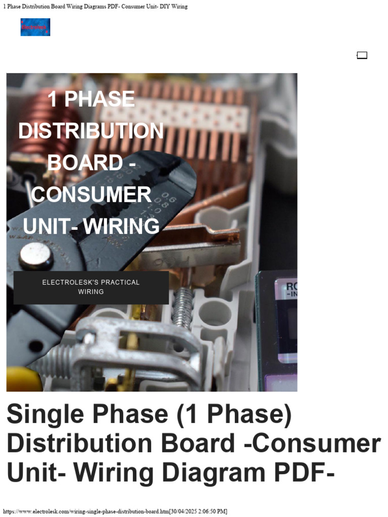 1 Phase Distribution Board Wiring Diagrams PDF - Consumer Unit - DIY ...