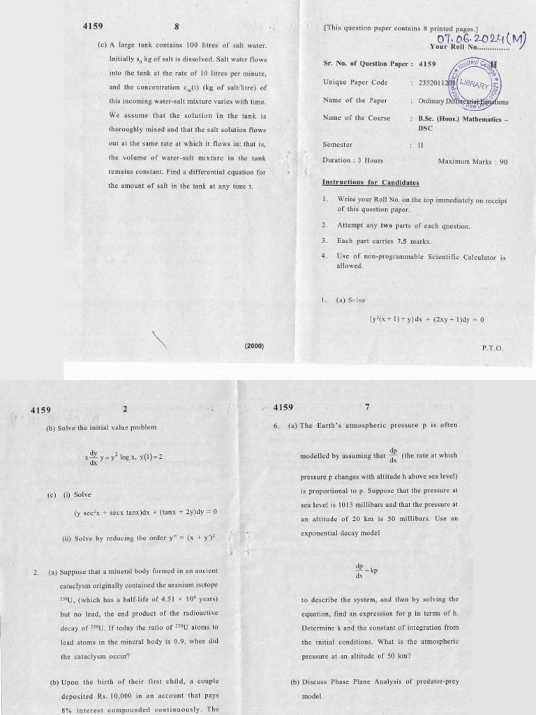 Ordinary Diff Equations 4159 (1) | PDF | Radioactive Decay | Applied ...