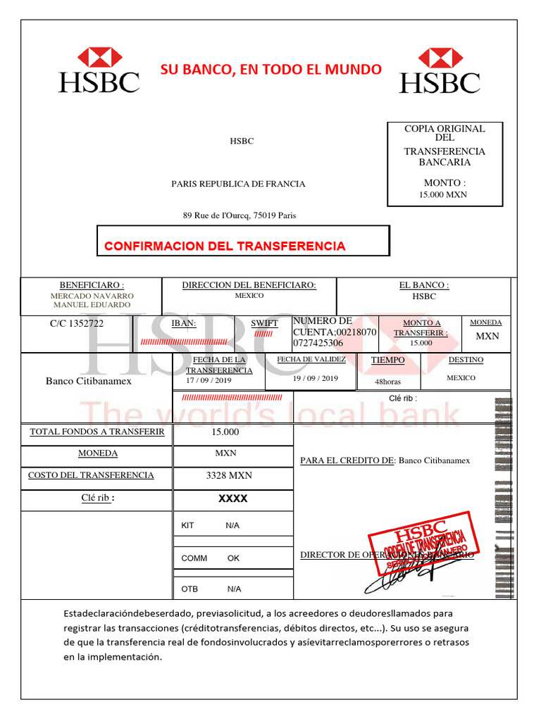 HSBC (1) (1) | PDF | Transferencia bancaria | Mercado (economía)