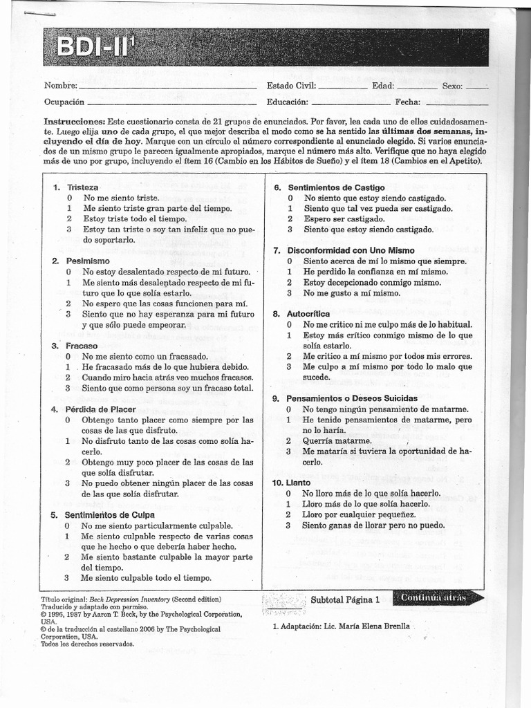 BDI-II_protocolo | PDF