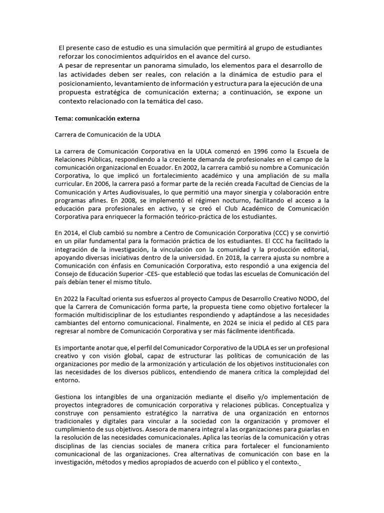 Caso Comunicación Externa Carrera Progreso 2 (VF) | PDF | Diseño | Comunicación