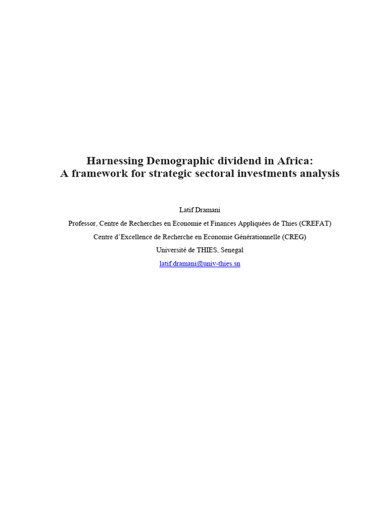 Sectoral Investments and DD - Dramani | PDF | Economic Growth | Demography